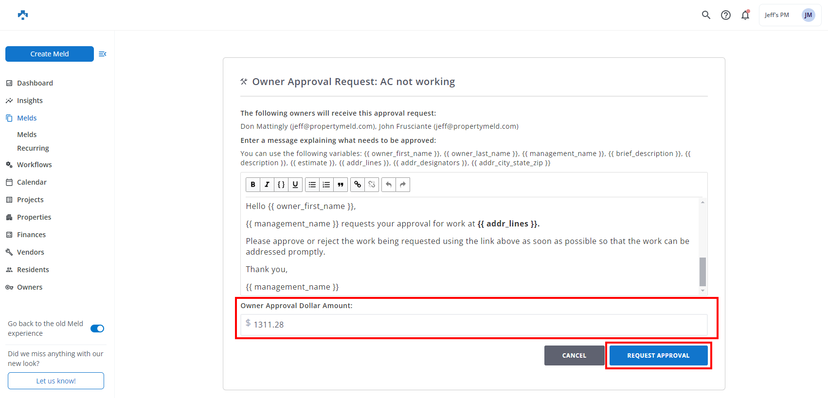 Requesting Owner Approvals – Help Center