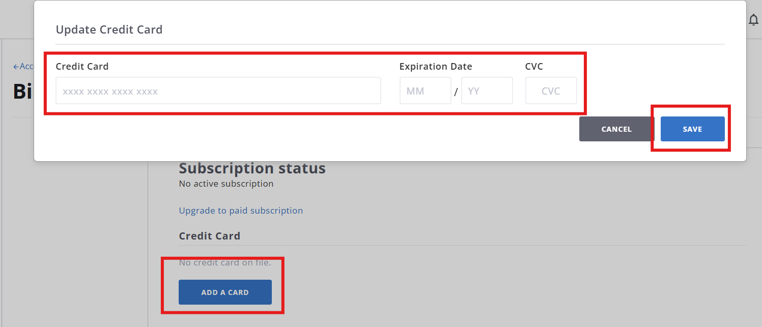Update Account Subscription Credit Card – Help Center
