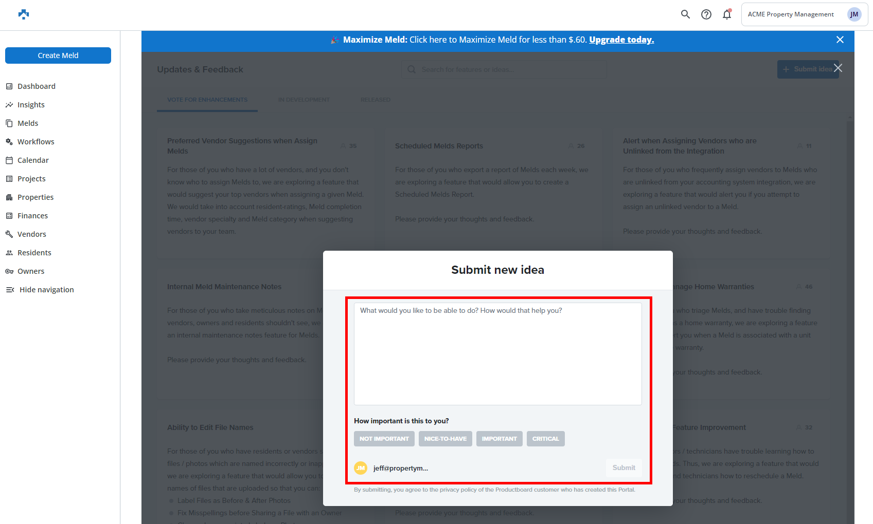 How to Submit Feedback & View Future Features for Property Meld – Help ...